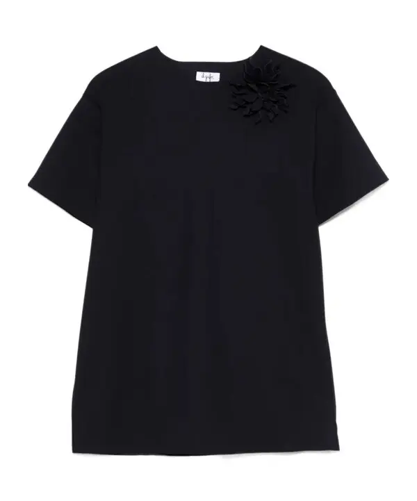 IL GUFO Short Sleeve T-shirt Dress With Floral Embellishment