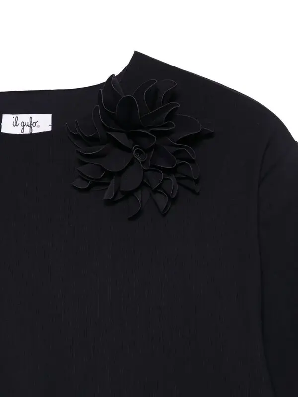 IL GUFO Short Sleeve T-shirt Dress With Floral Embellishment