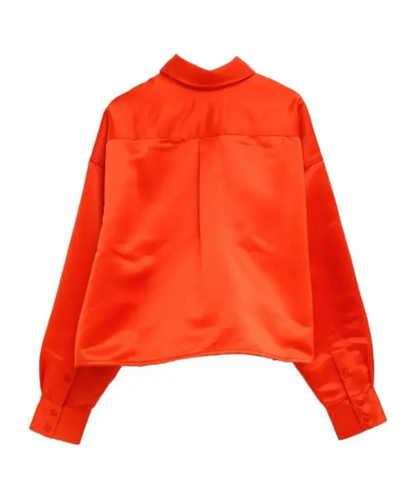 THE FRANKIE SHOP Cropped Satin Shirt - Red