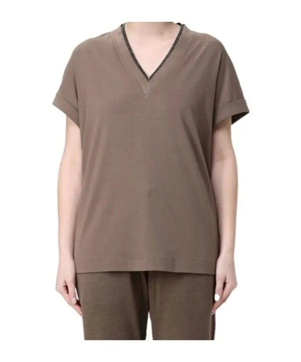 Brunello Cucinelli Embellished V-neck T-shirt