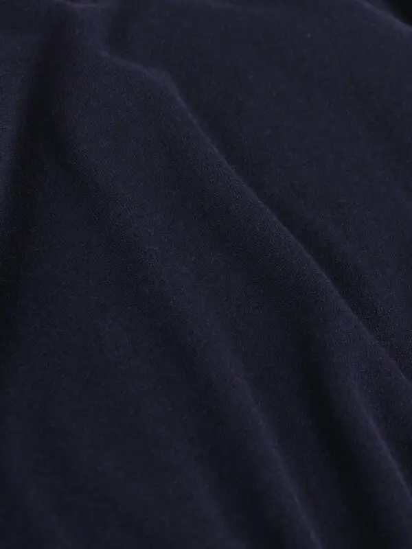 Brunello Cucinelli Half-zip Ribbed Knit Polo Shirt - Navy Blue