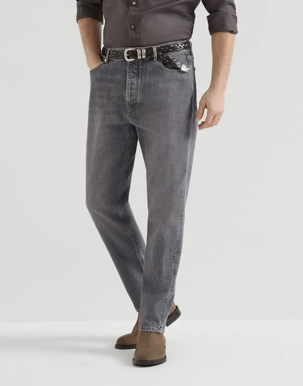 Brunello Cucinelli Greyscale Denim Iconic Fit Trousers - Medium Gray