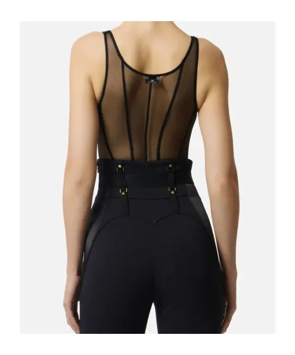 Elisabetta Franchi Micro-mesh Tulle Bodysuit