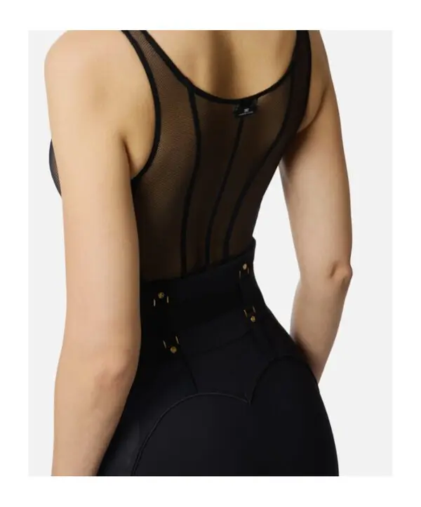 Elisabetta Franchi Micro-mesh Tulle Bodysuit