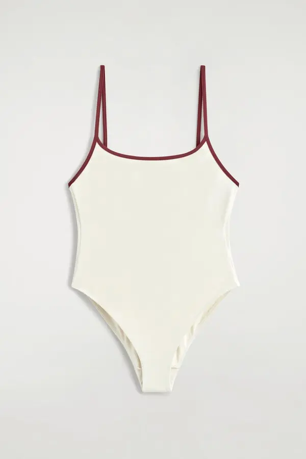Cos Contrast Trim Swimsuit - White