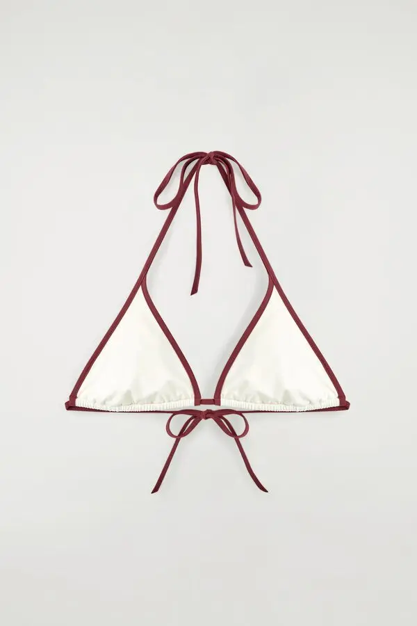 Cos Triangle Bikini Top With Contrast Binding - White