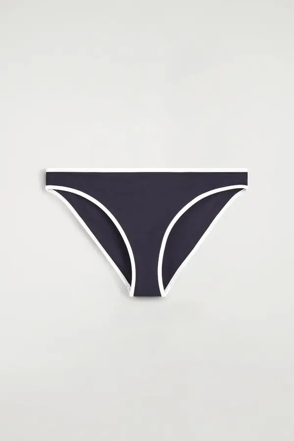 Cos Contrast-trimmed Scoop-neck Bikini Top - Navy/white