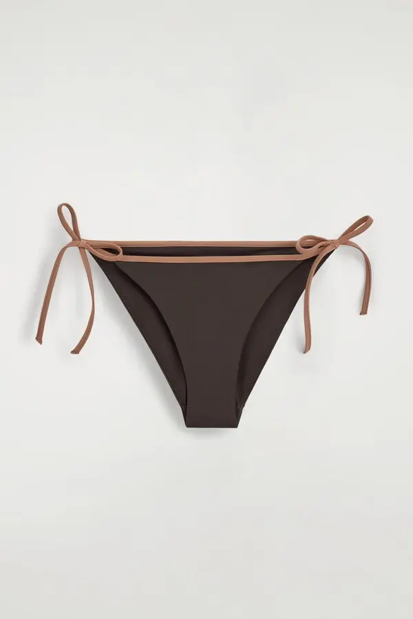 Cos Contrast-trimmed Tie-side Bikini Briefs - Brown