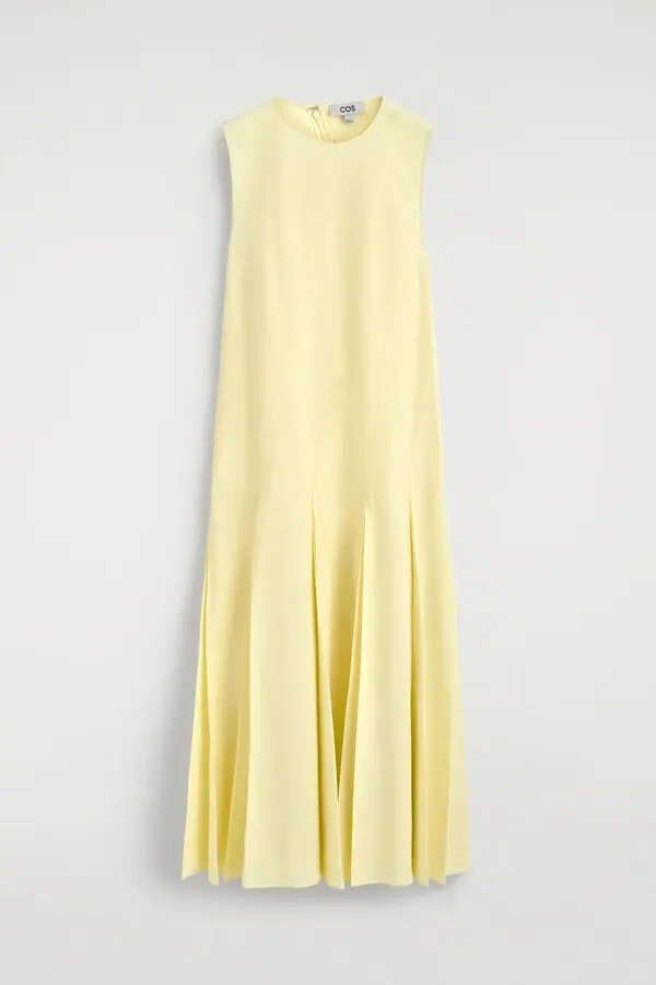 Cos Pleated Cotton-linen Maxi Dress - Yellow