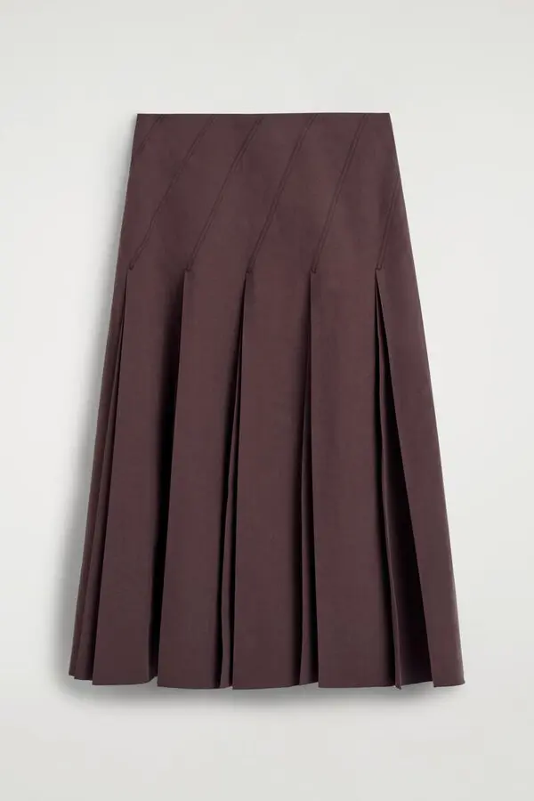 Cos Pleated Cotton-linen Midi Skirt - Red