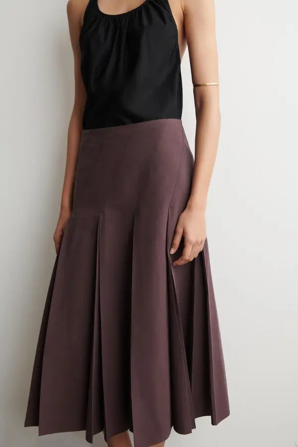 Cos Pleated Cotton-linen Midi Skirt - Red