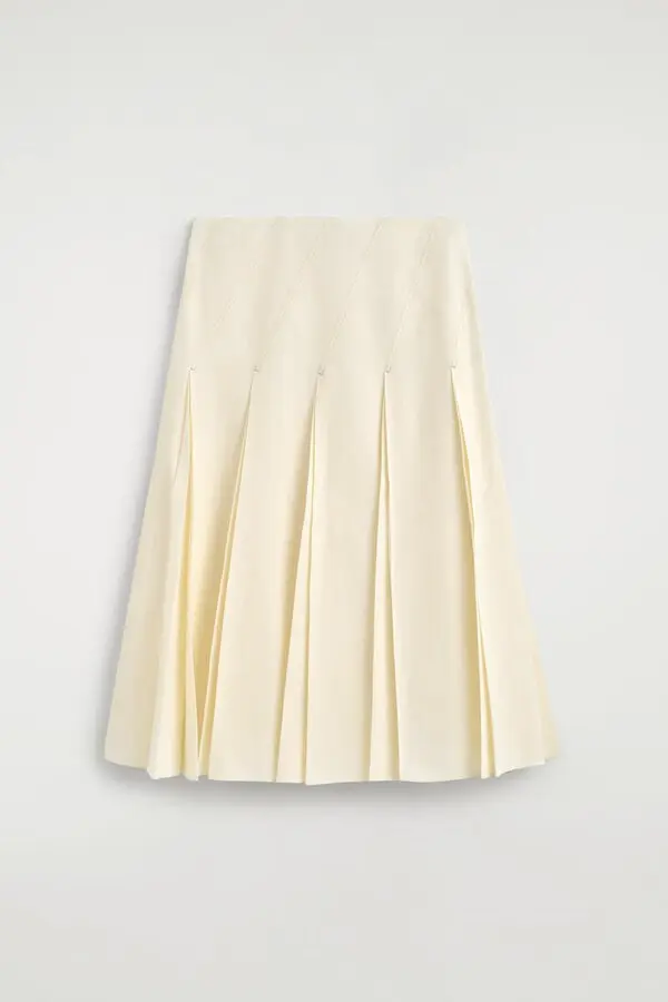 Cos Pleated Cotton-linen Midi Skirt - White