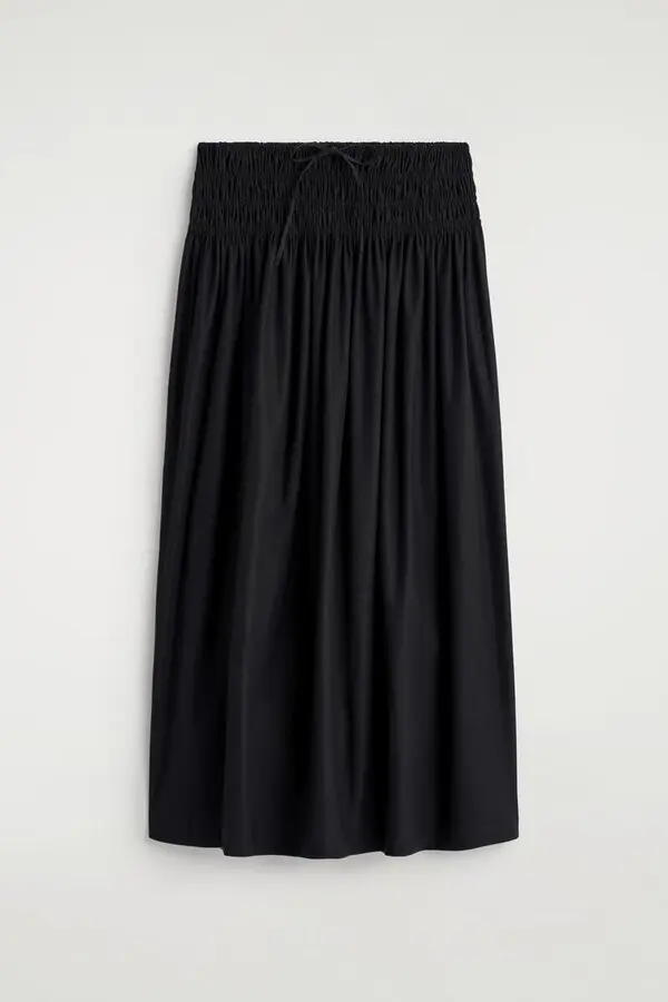 Cos Ruched-waist Midi Skirt - Black