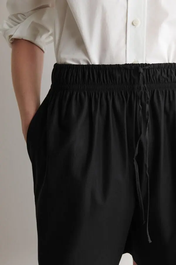 Cos Ruched-waist Shorts With Drawstring - Black