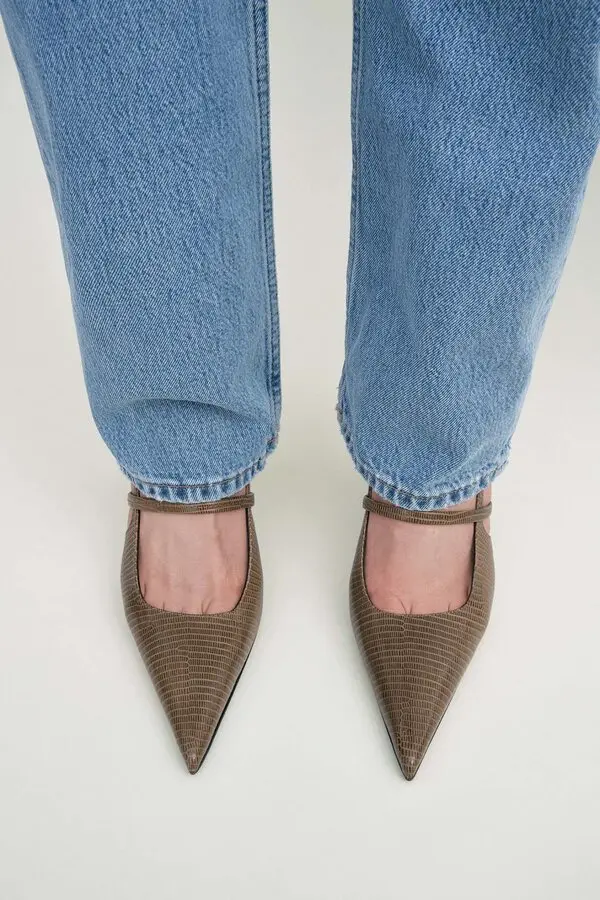 TOTEME Embossed Pointed Toe Slingbacks