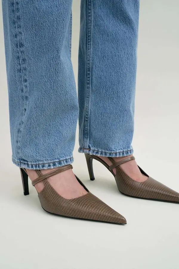 TOTEME Embossed Pointed Toe Slingbacks