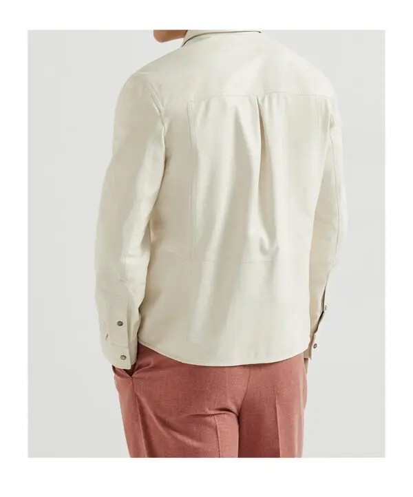 Brunello Cucinelli Chest-pocket Long-sleeve Leather Shirt