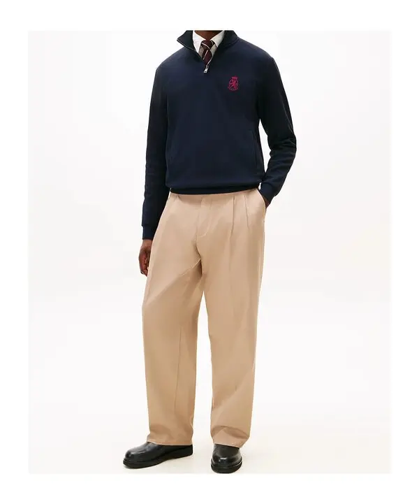 Tommy Hilfiger Long Sleeve Quarter Zip Sweatshirt With Embroidered Badge