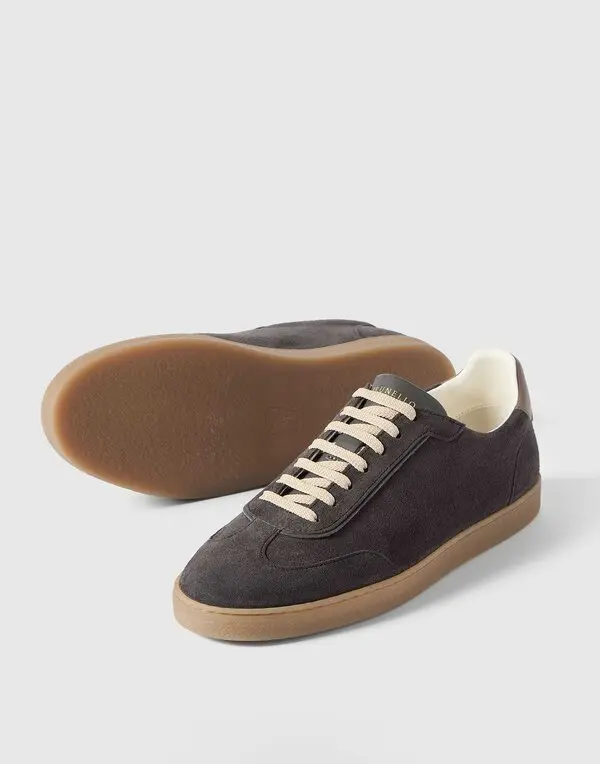 Brunello Cucinelli Suede Lace-up Sneakers - Black