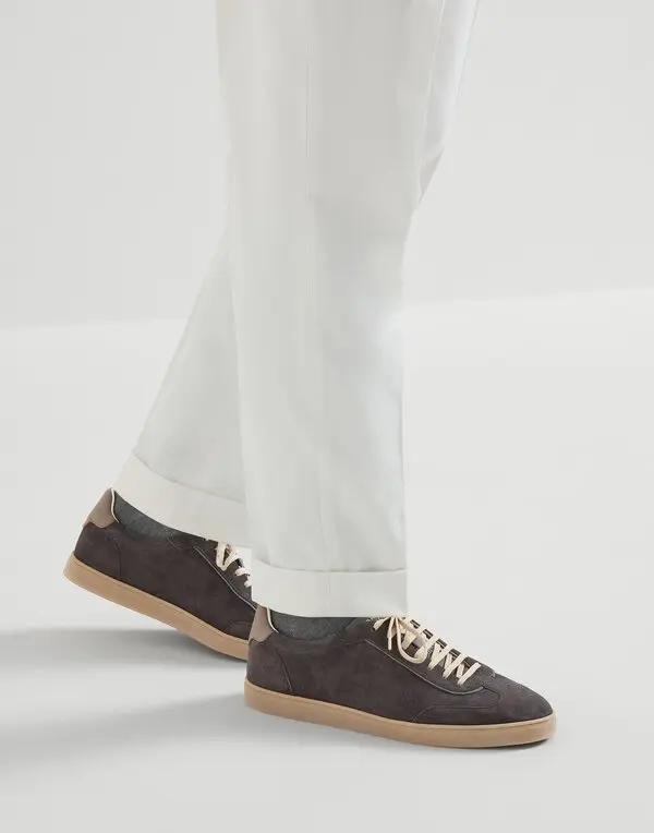 Brunello Cucinelli Suede Lace-up Sneakers - Black