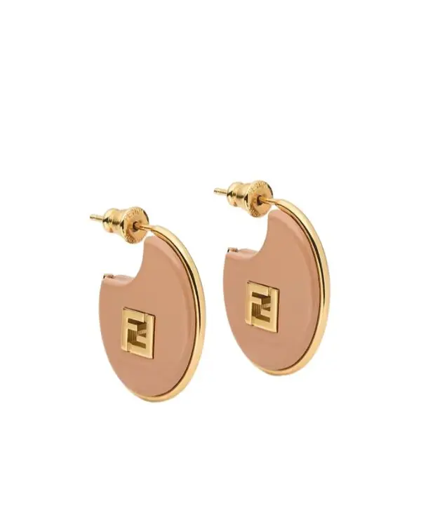 Fendi Forever Earrings With Ff Logo - Light Brown