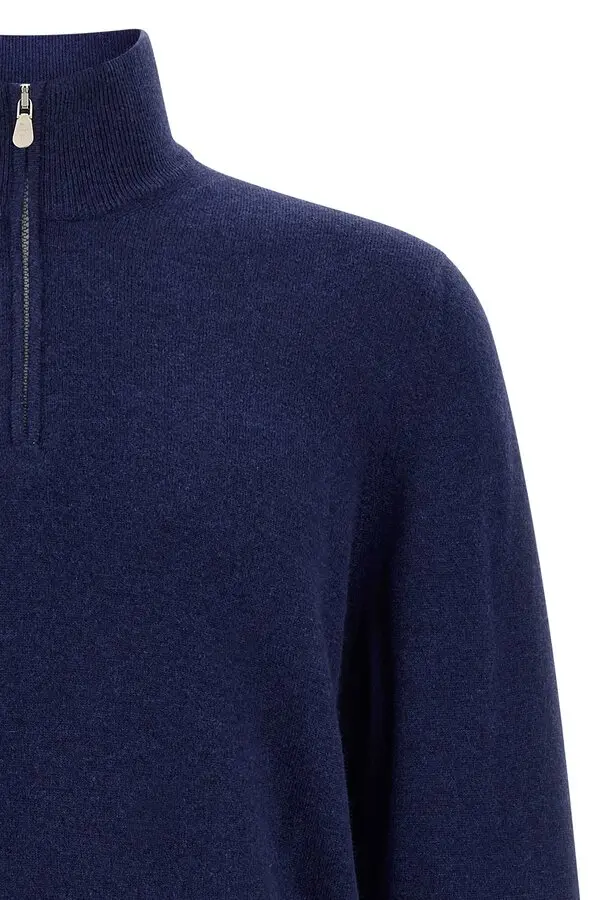 Brunello Cucinelli Funnel-neck Knitted Polo Shirt