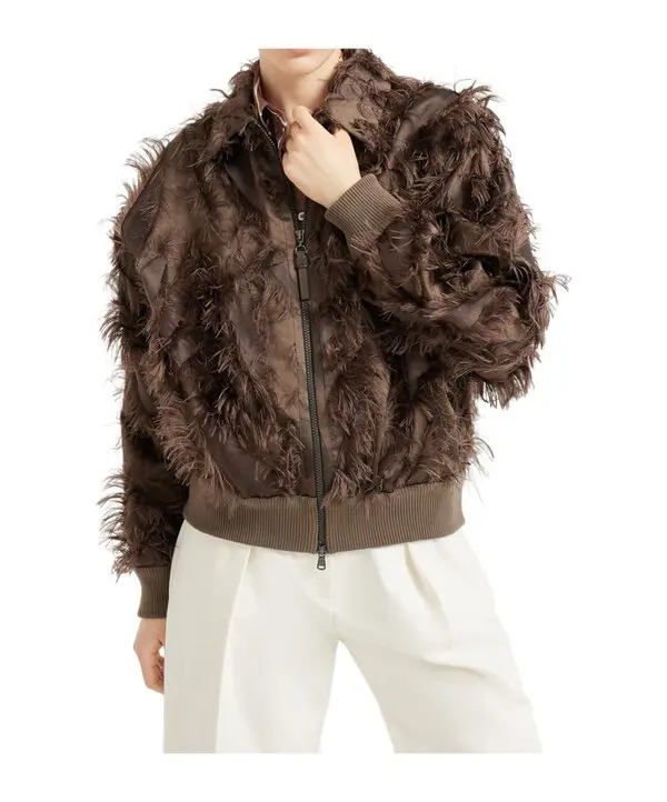 Brunello Cucinelli Zip-up Bomber Jacket With Ribbed Hem - No