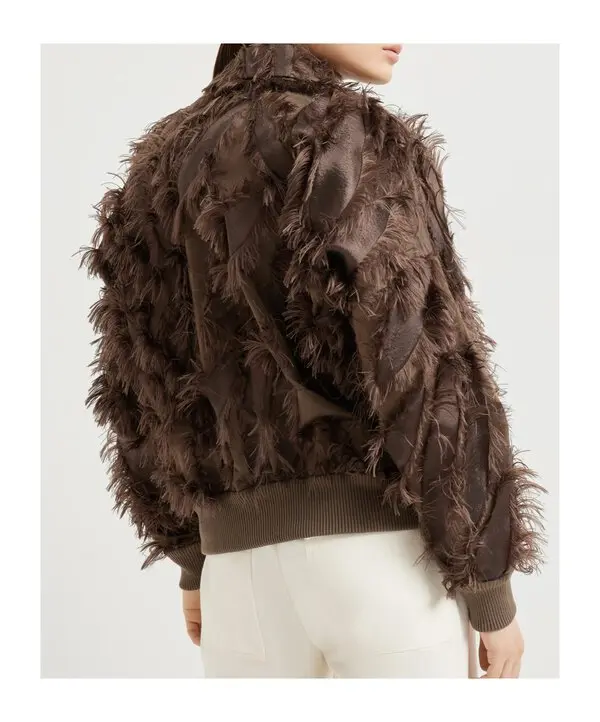 Brunello Cucinelli Zip-up Bomber Jacket With Ribbed Hem - No