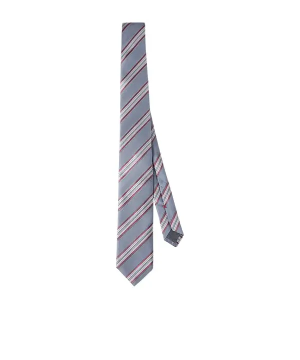 Brunello Cucinelli Striped Silk Tie - Gray