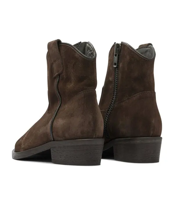 VIA ROMA 15 Suede Zip-detail Cowboy Ankle Boots