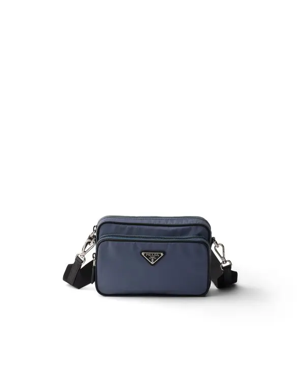 Prada Re-nylon And Saffiano Leather Shoulder Bag - Blue