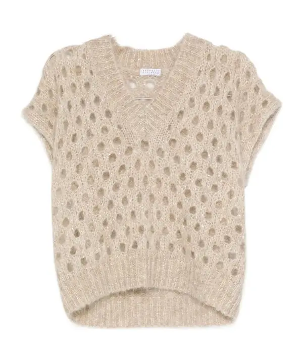Brunello Cucinelli V-neck Open-knit Vest