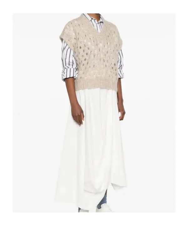 Brunello Cucinelli V-neck Open-knit Vest
