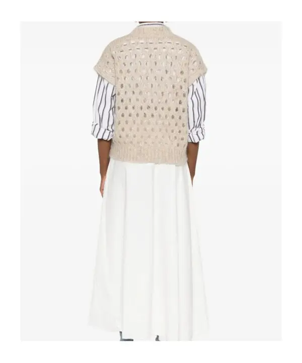 Brunello Cucinelli V-neck Open-knit Vest