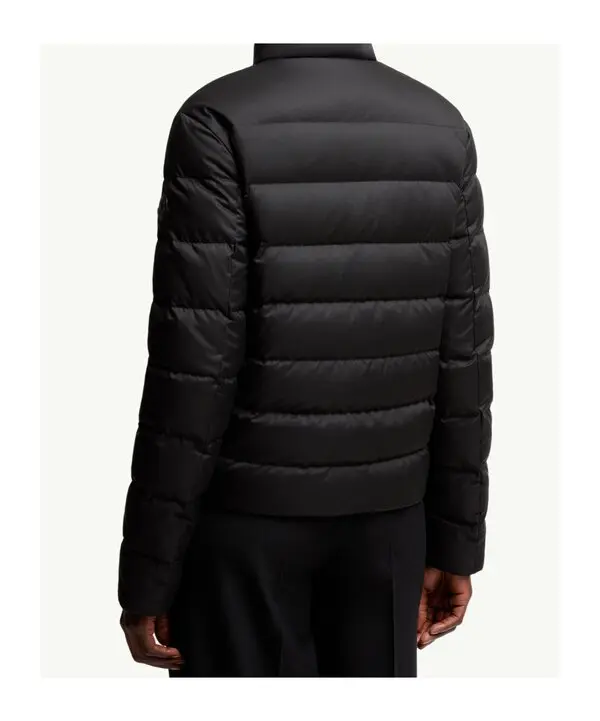 Moncler Bissettes Short Down Jacket With Stand Collar And Leather Logo