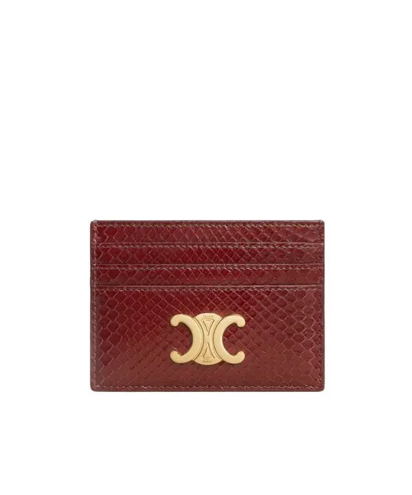 Celine Card Holder Triomphe In Python - Syrah