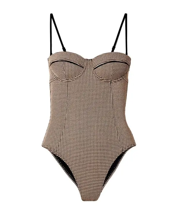 Staud Maeve Plaid Underwire Swimsuit - Nude
