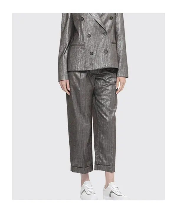 Brunello Cucinelli Pleated Metallic Trousers