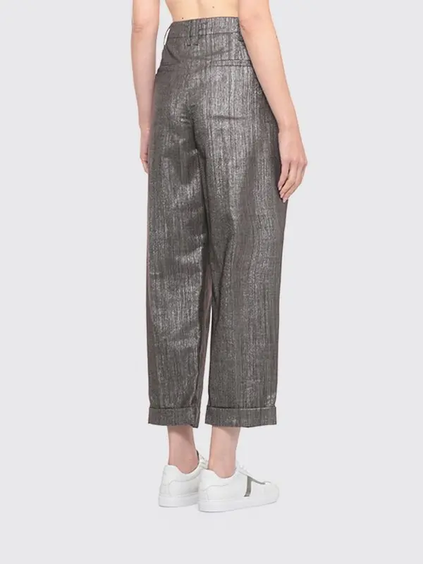 Brunello Cucinelli Pleated Metallic Trousers
