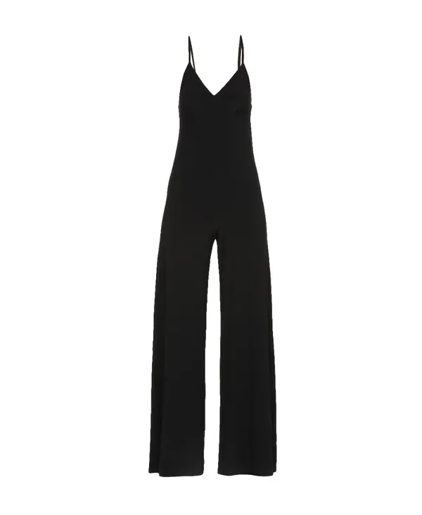 Norma Kamali Plunging V-neck Wide-leg Jumpsuit - Black