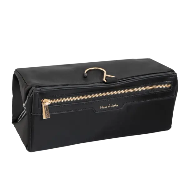 House Of Harlow 1960 Twill Nylon Double Compartment Hanging Toiletry Case - Black