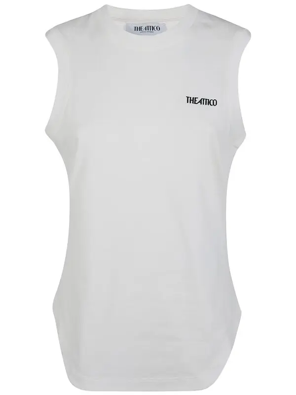 Attico Cotton Tank Top With V-neck - White