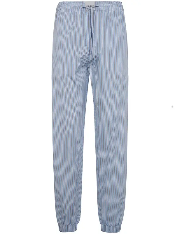Attico Striped Cotton Trousers - Blue