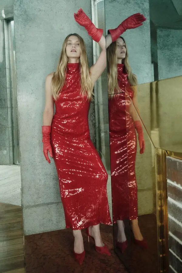 Bardot Eryn Sequin Maxi Dress - Deep Red
