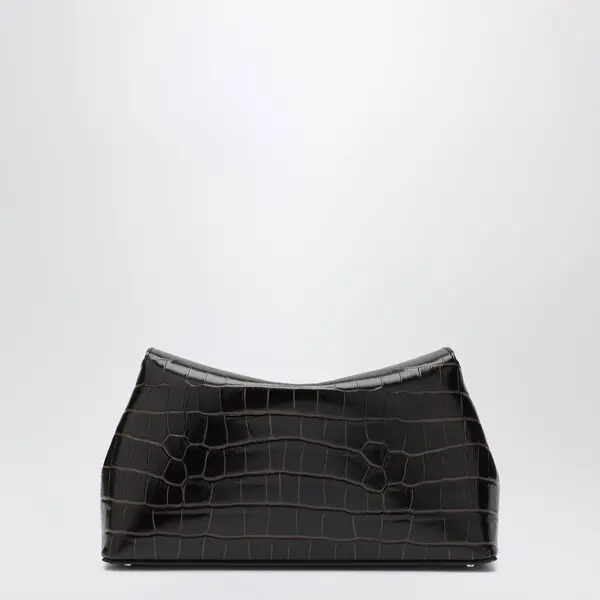 TOTEME T-lock Clutch In Crocodile-embossed Leather - Brown