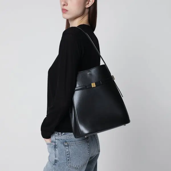 TOTEME Leather Bucket Bag With Strap - Black