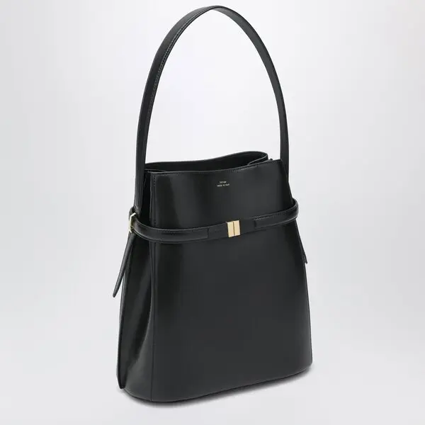 TOTEME Leather Bucket Bag With Strap - Black