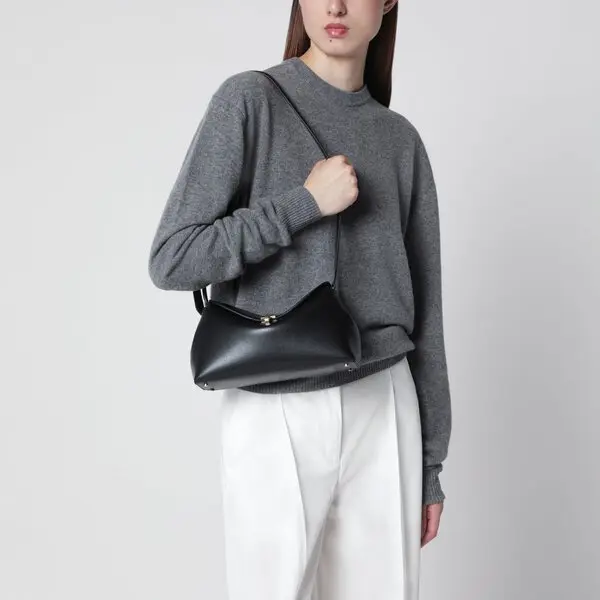TOTEME Leather T-lock Clutch Bag - Black