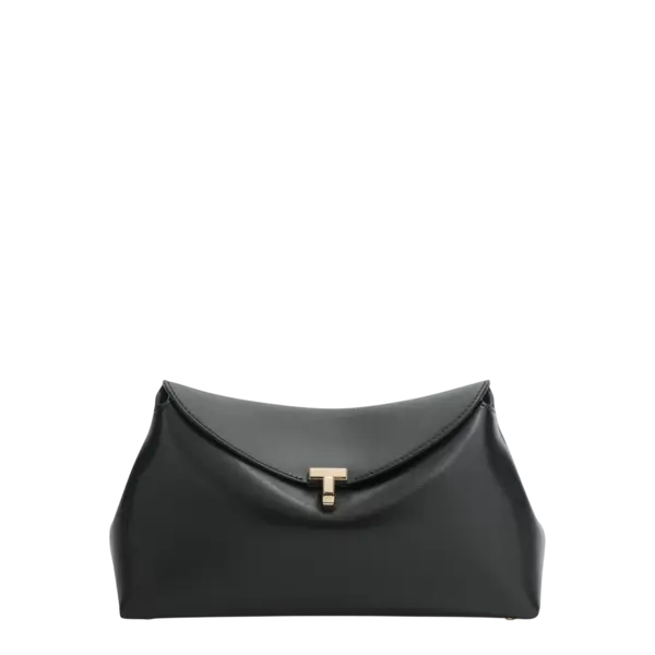 TOTEME Leather T-lock Clutch Bag - Black