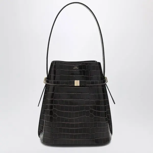 TOTEME Crocodile-embossed Leather Bucket Bag - Brown